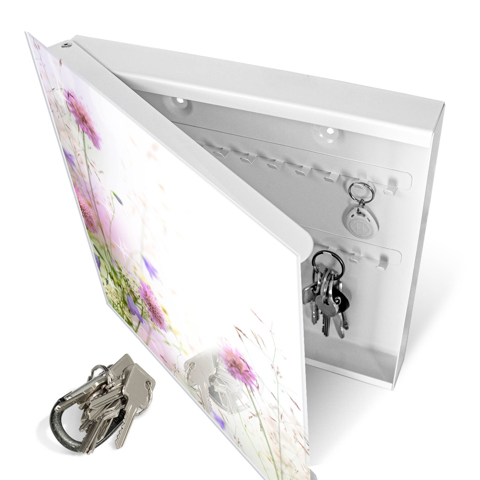 Large glass key box 30 x 30 cm banjado motif GLITZERNDE WIESE | Etsy