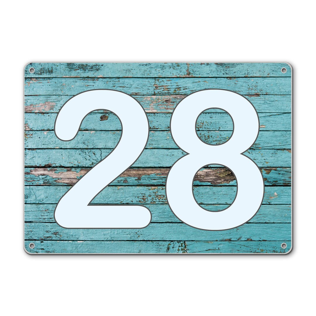 Individual House Number Sign Stainless Steel Personalized BLUE WOODEN ...