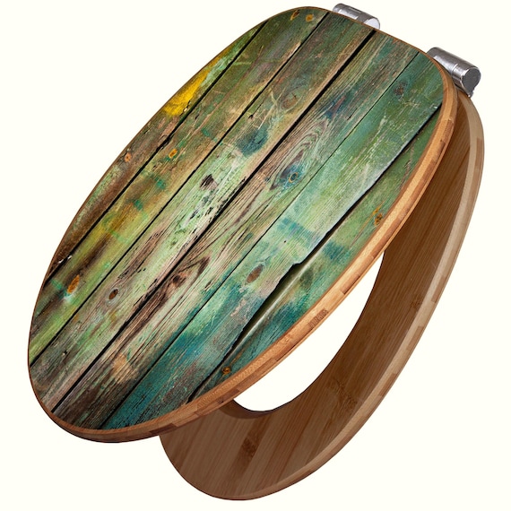 Premium Bamboo Toilet Seat With Soft close Mechanism and Motif Green Wood Etsy UK