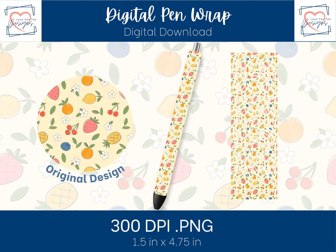 Fruit Digital Pen Wrap | High Quality Seamless | Pen Digital Template ...