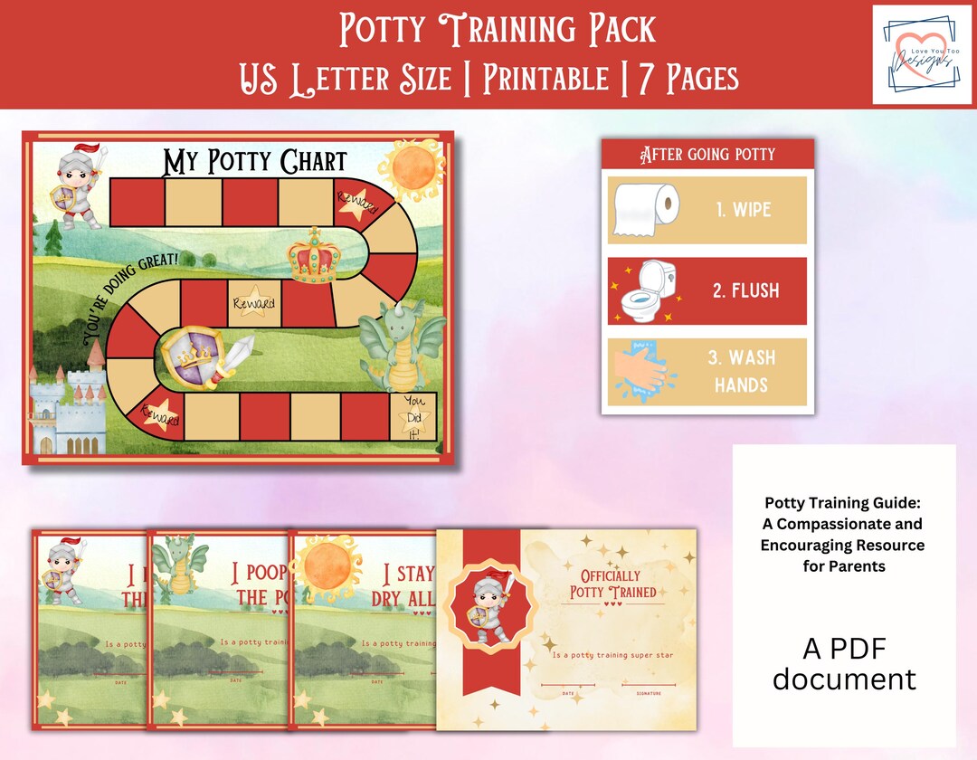 Printable Potty Training Pack | Watercolor Knights, Dragons & Castles ...