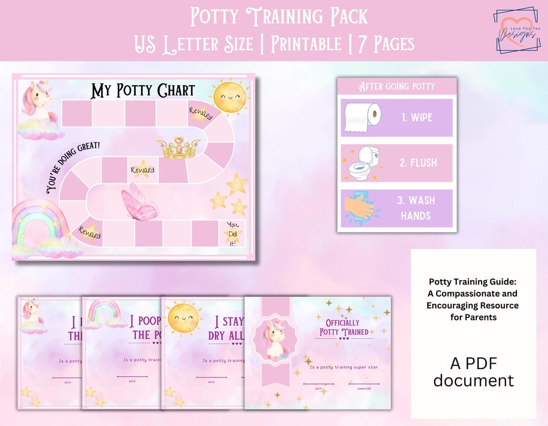 Unicorn Themed Potty Training Printable Pack, Sticker Chart ...