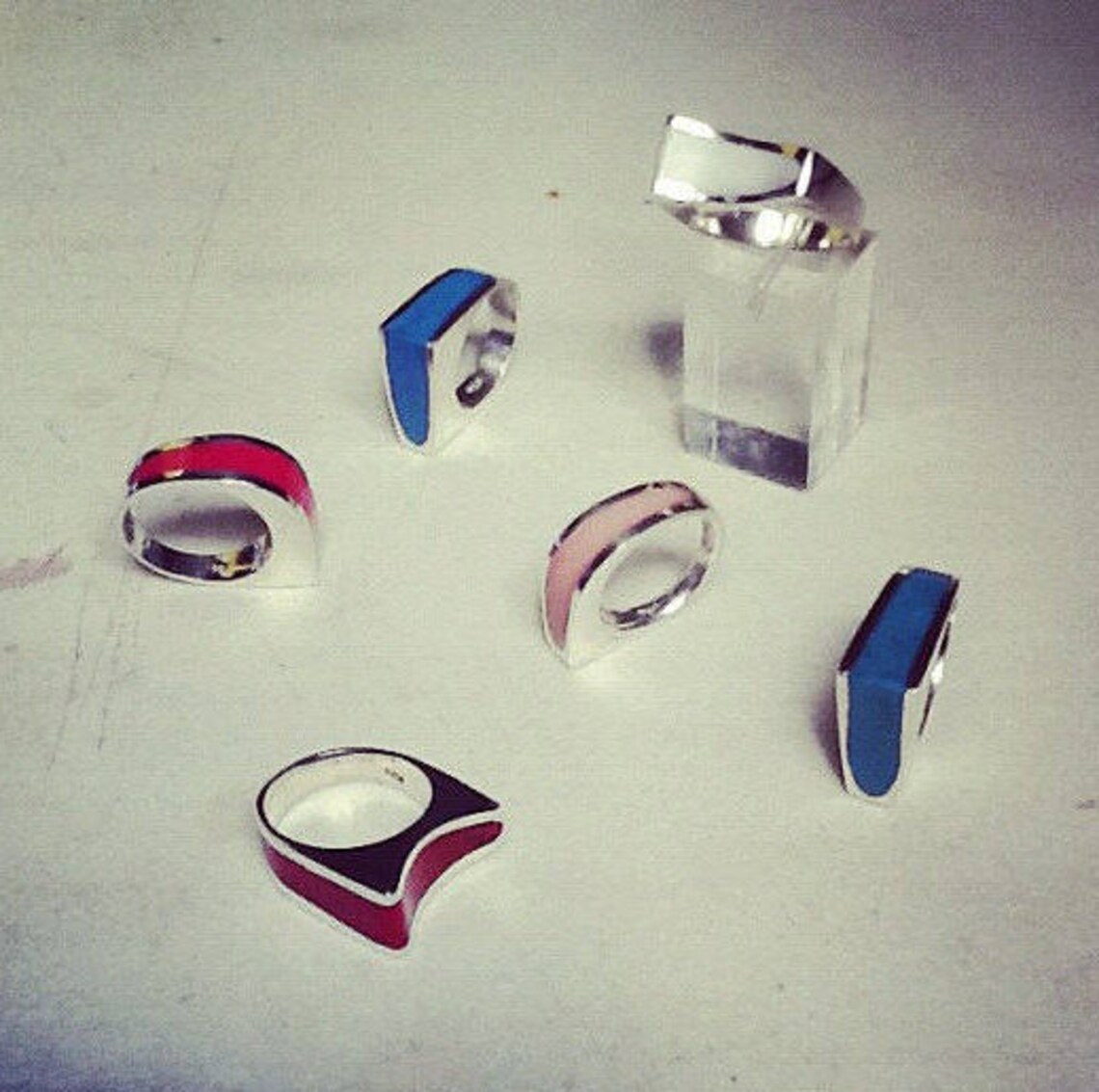 Handmade Sterling Silver Ring and Different Colors Resin - Etsy