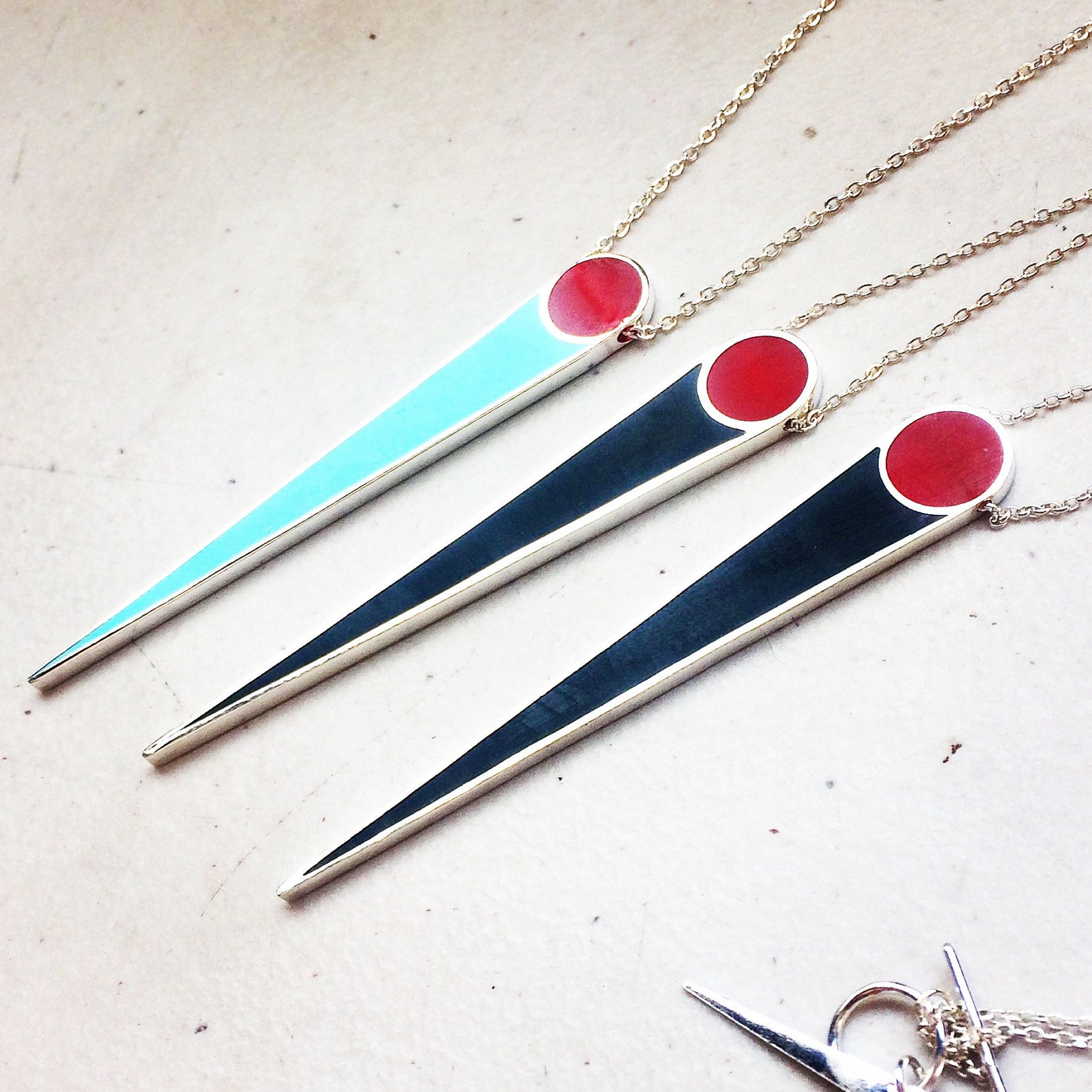 Dagger Necklace.handmade Sterling Silver and Resin Geometric | Etsy