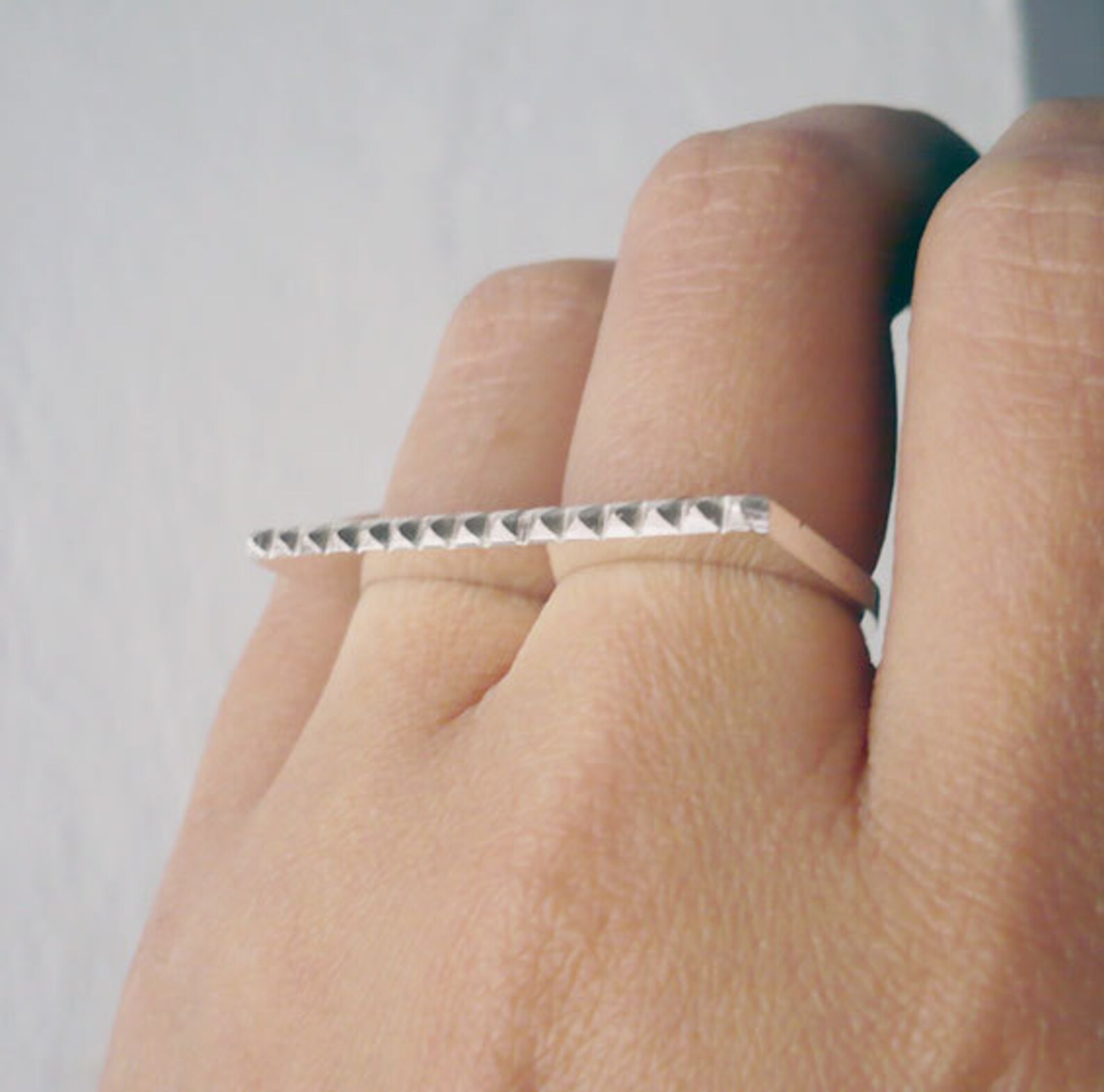 Handmade Sterling Silver Two Finger Ring Little Spikes - Etsy