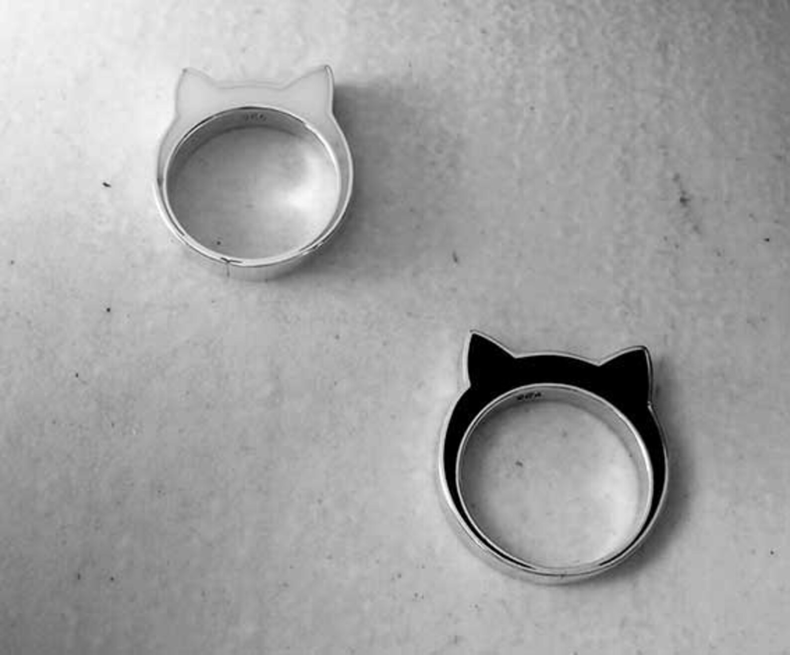 Handmade Sterling Silver and White Resin Cat Ears Ring. - Etsy