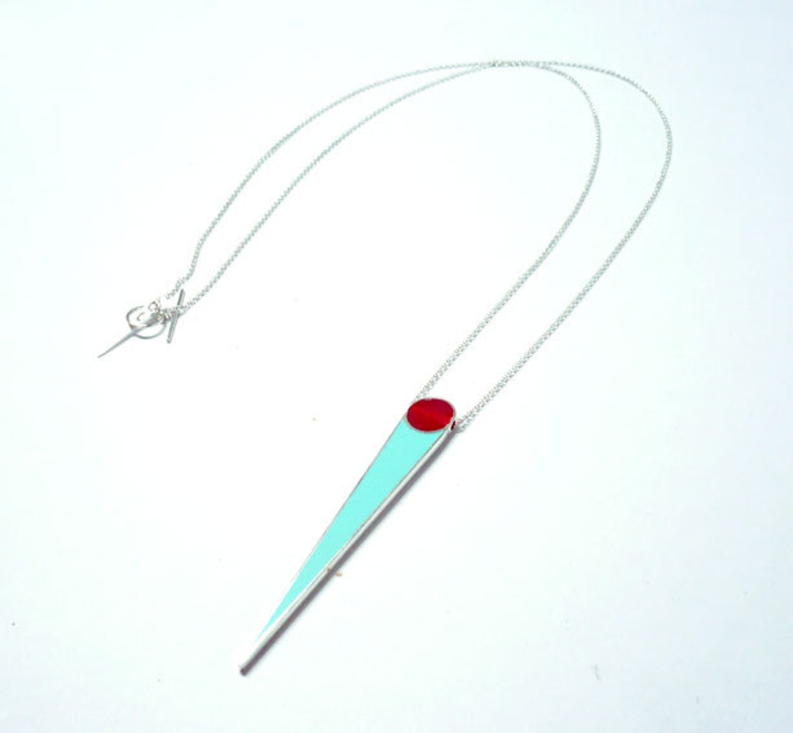 Dagger Necklace.handmade Sterling Silver and Resin Geometric | Etsy