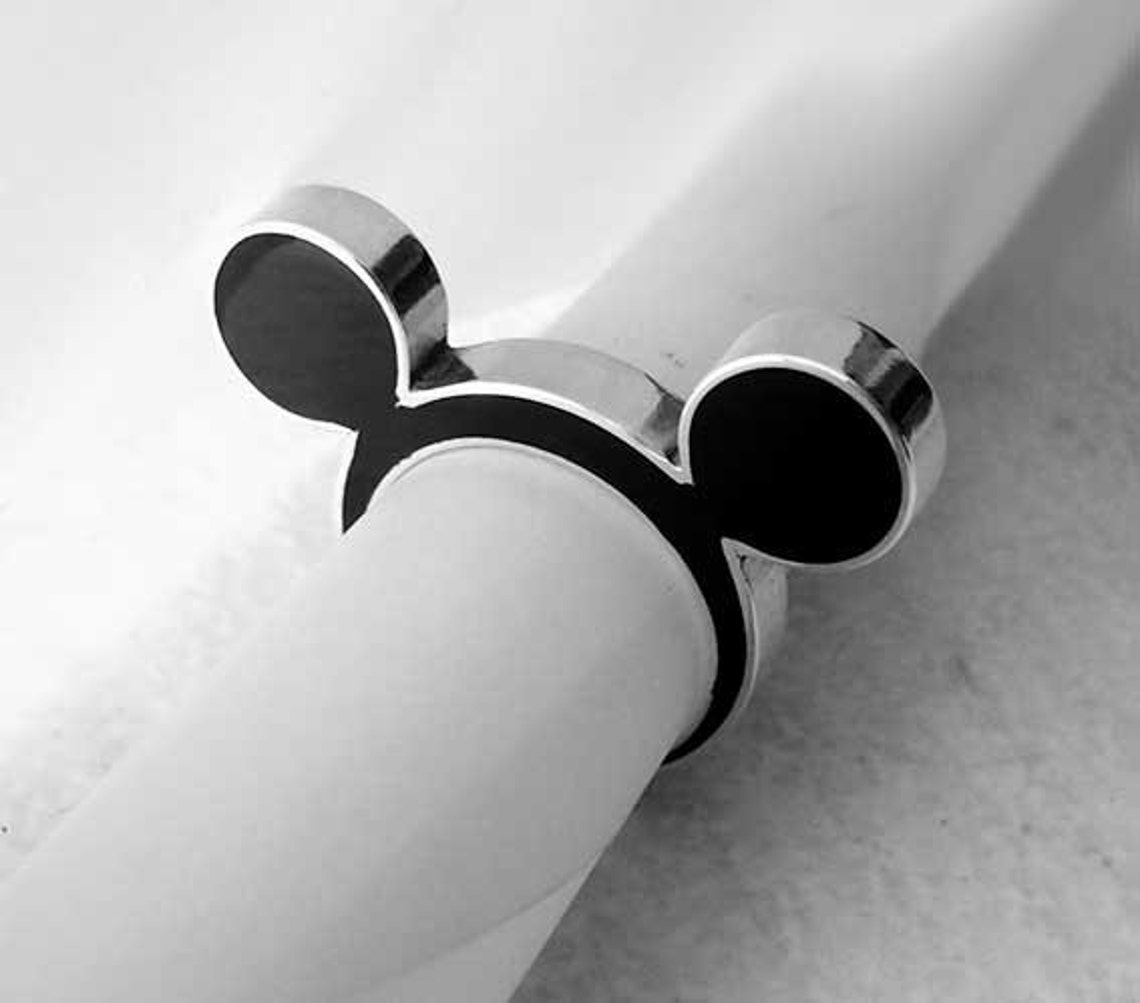 Handmade Sterling Silver and Black Resin Mickey Mouse Ring. - Etsy