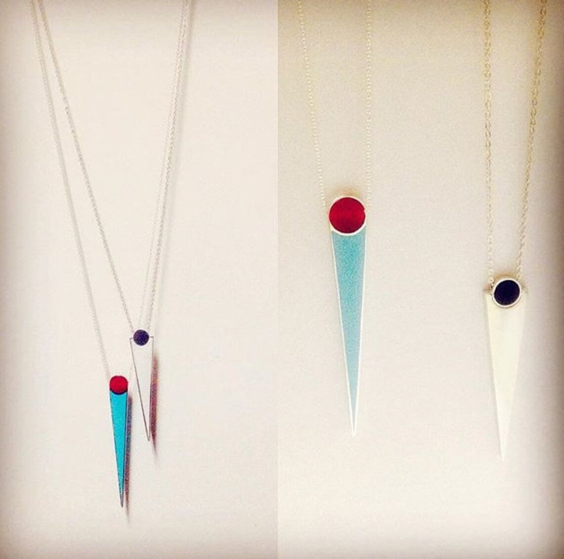 Dagger Necklace.handmade Sterling Silver and Resin Geometric | Etsy