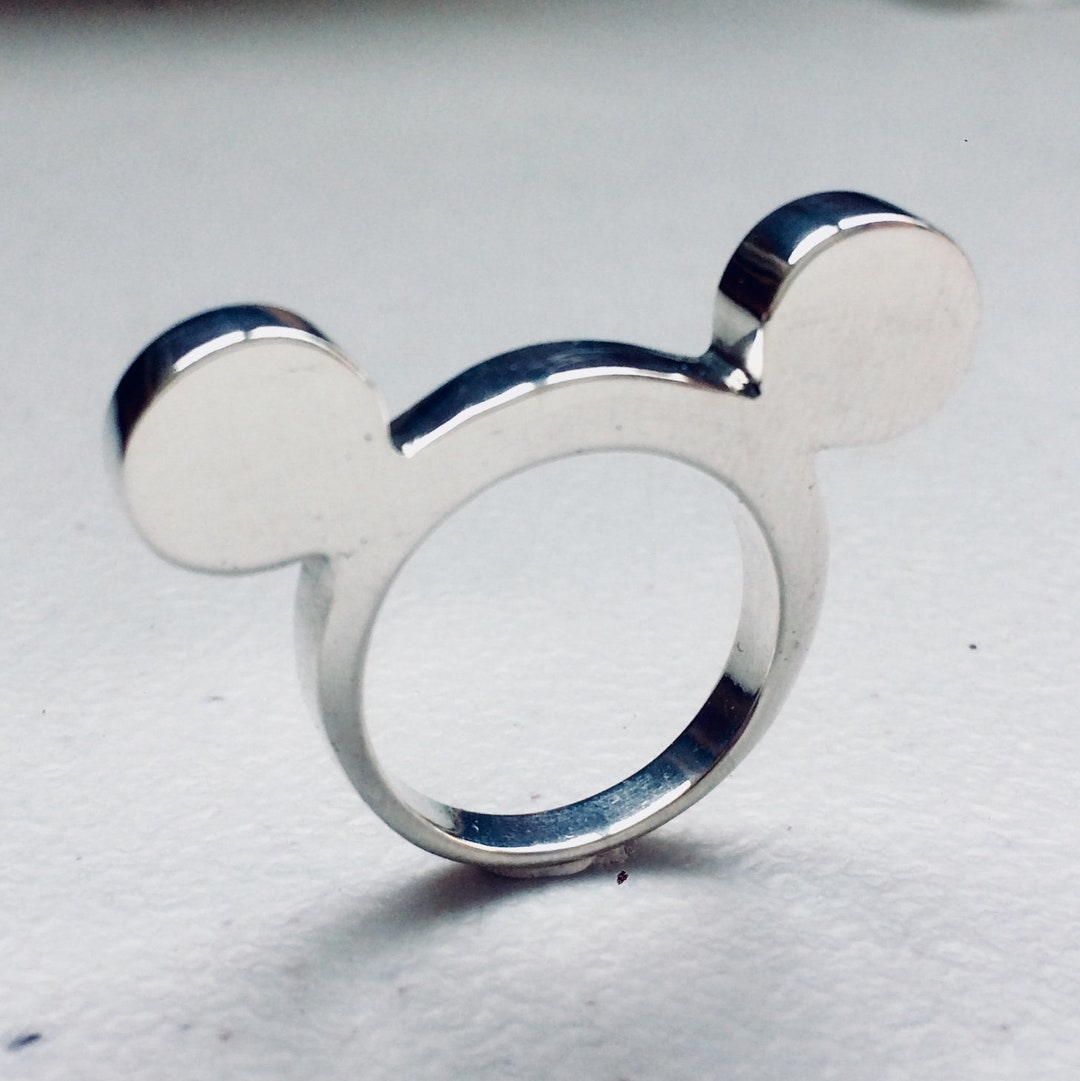 Handmade Solid Sterling Silver Mickey Mouse Ring. - Etsy