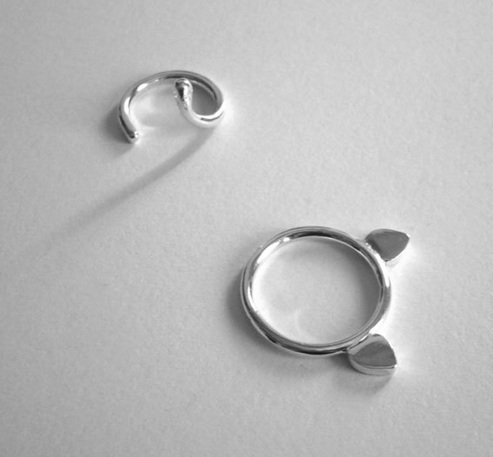 Handmade Recycled Sterling Silver Cat Ears Ring With Mid - Etsy