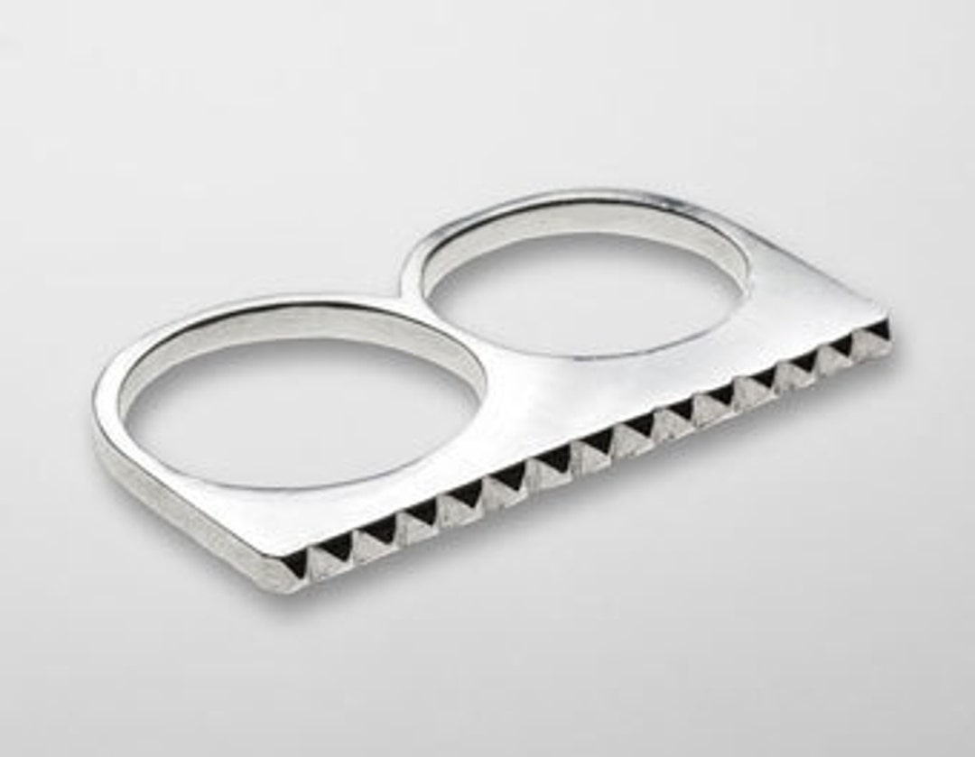 Handmade Sterling Silver Two Finger Ring, Little Spikes Shaped. - Etsy