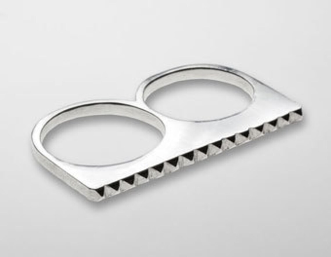 Handmade Sterling Silver Two Finger Ring Little Spikes - Etsy