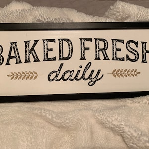 Sign baked Fresh Daily Wood Wall Hanging Decor Modern Farmhouse Kitchen ...