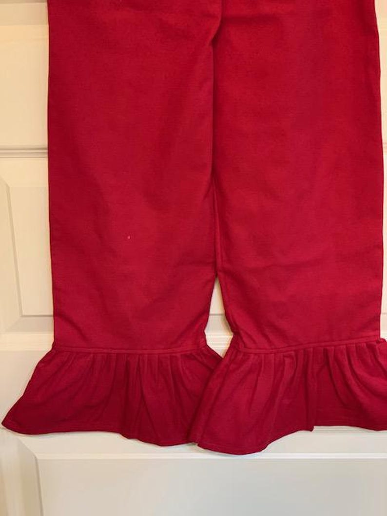 Girls Red Twill Ruffle Pants: Boutique Style, Sizes 1-8 - Etsy