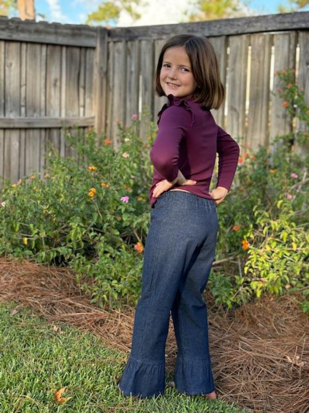 Girls Ruffle Pants Denim Boutique Ruffle Pants - Etsy