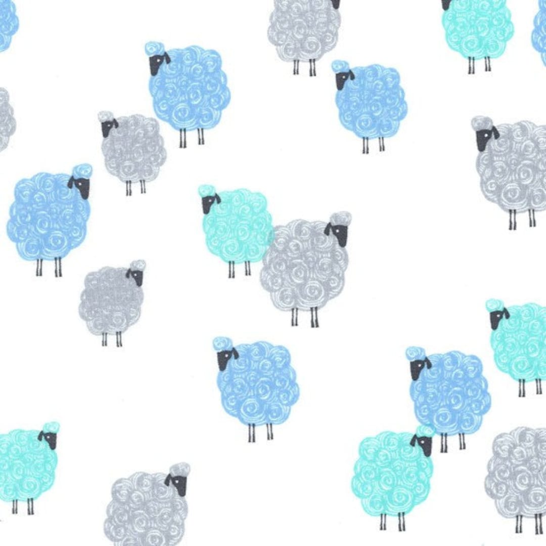Michael Miller Baa Baa Baby Fabric: Blue Sheep Cotton - Etsy