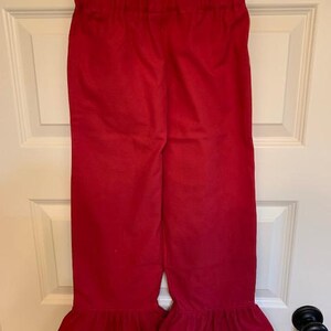 Girls Red Twill Ruffle Pants: Boutique Style, Sizes 1-8 - Etsy