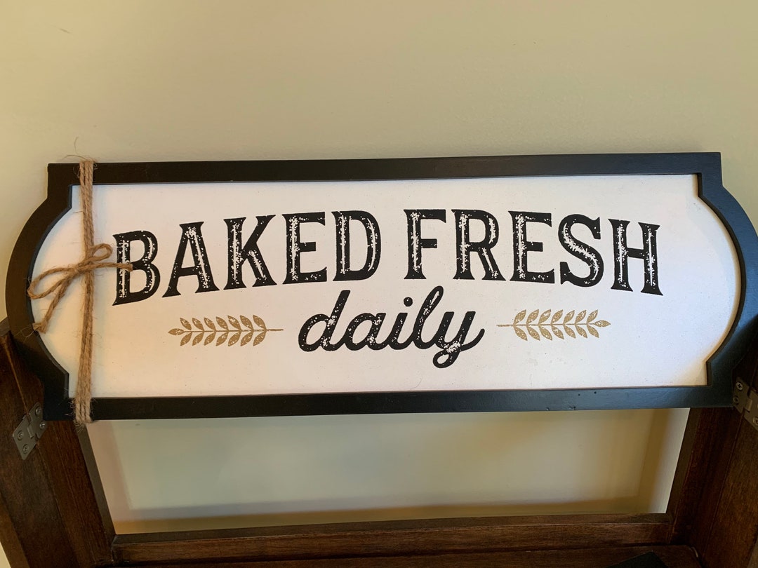 Sign baked Fresh Daily Wood Wall Hanging Decor Modern Farmhouse Kitchen ...