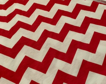 Red Chevron Fabric - Etsy