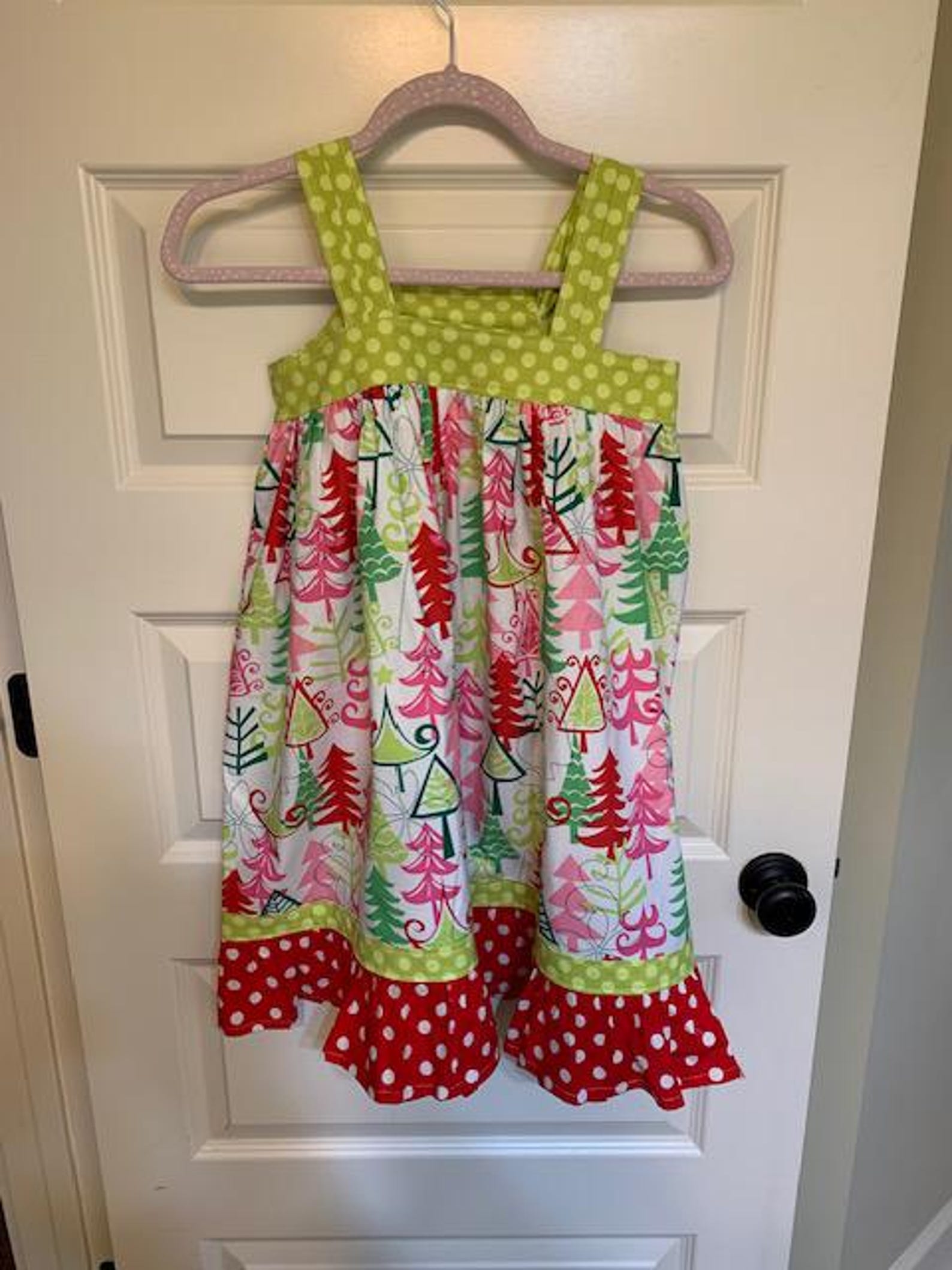 Girls Boutique Christmas Dress Knot Dress in Snowman Fabric Green Red ...