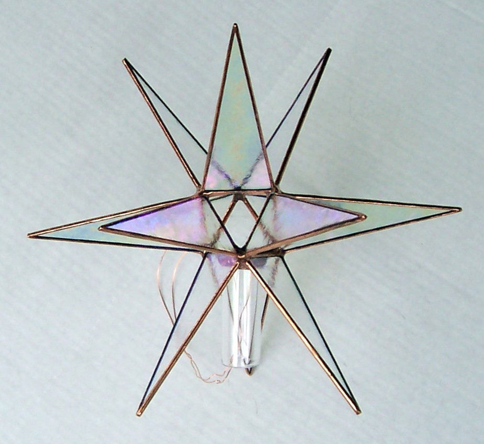 Lg. Stained Glass Tree Topper Iridescent Clear Textured | Etsy