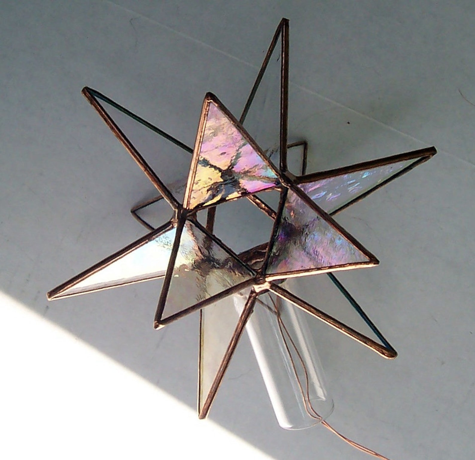 Small Stained Glass Tree Topper Iridescent Clear Glass | Etsy