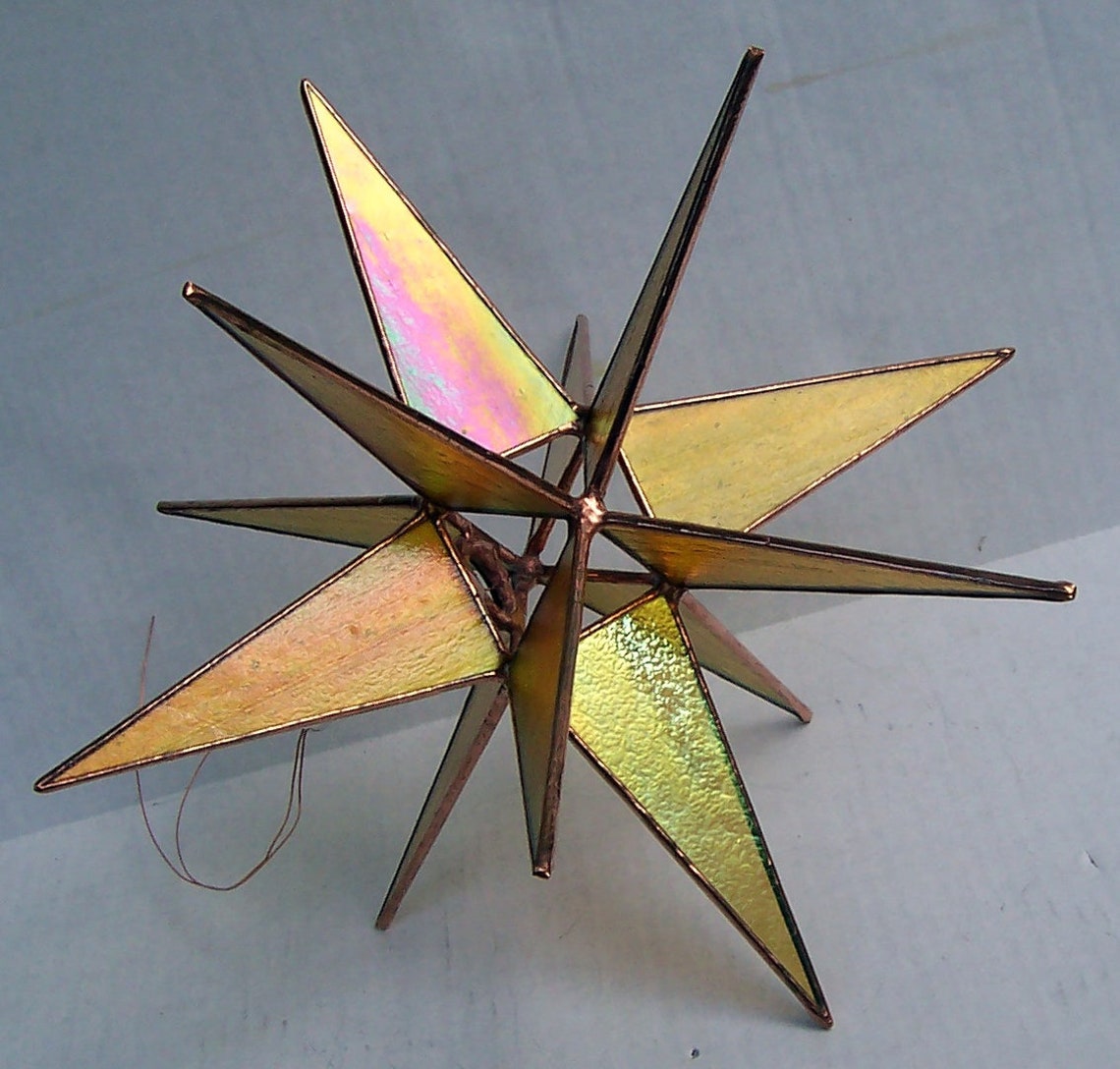 Lg. Stained Glass Tree Topper Iridescent Gold Textured Glass | Etsy