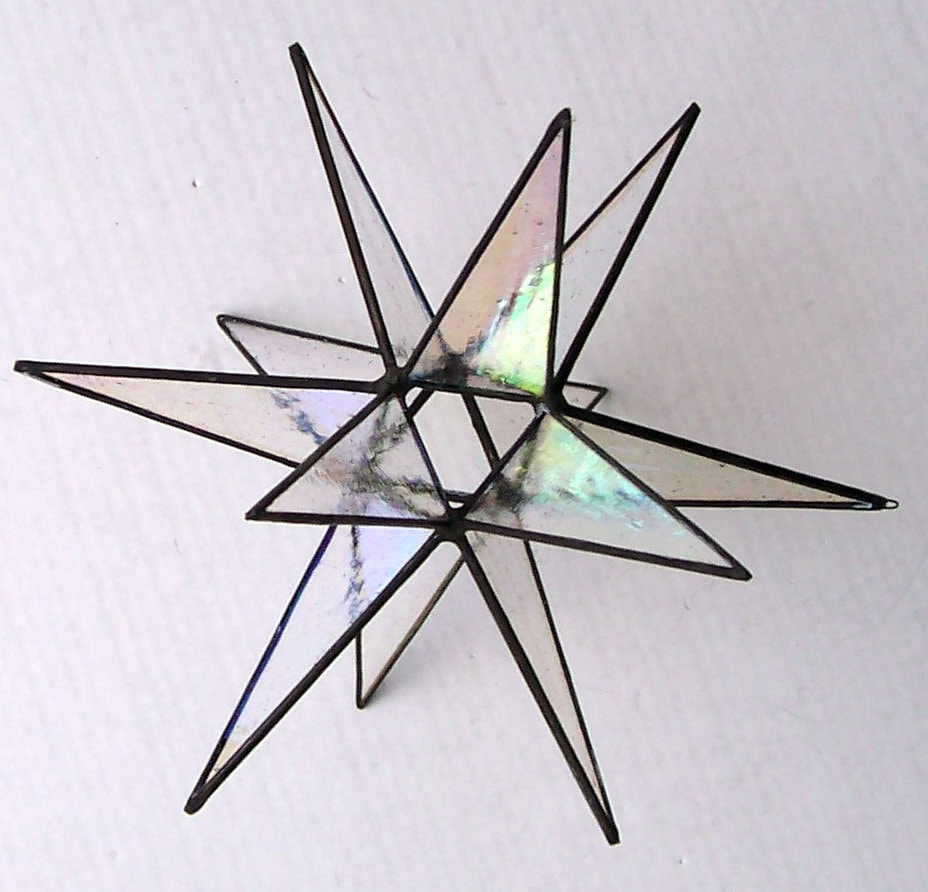 Tree Topper Large, Iridescent Clear Stained Glass, Moravian Star, Tree ...