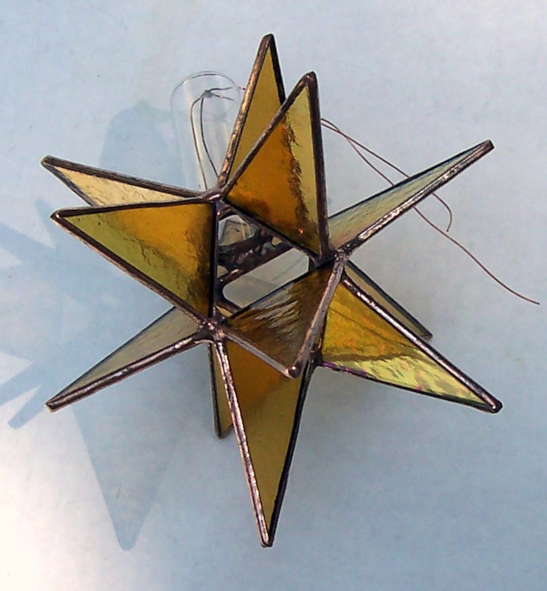Small Stained Glass Tree Topper, Iridescent Clear Glass, Moravian Star ...