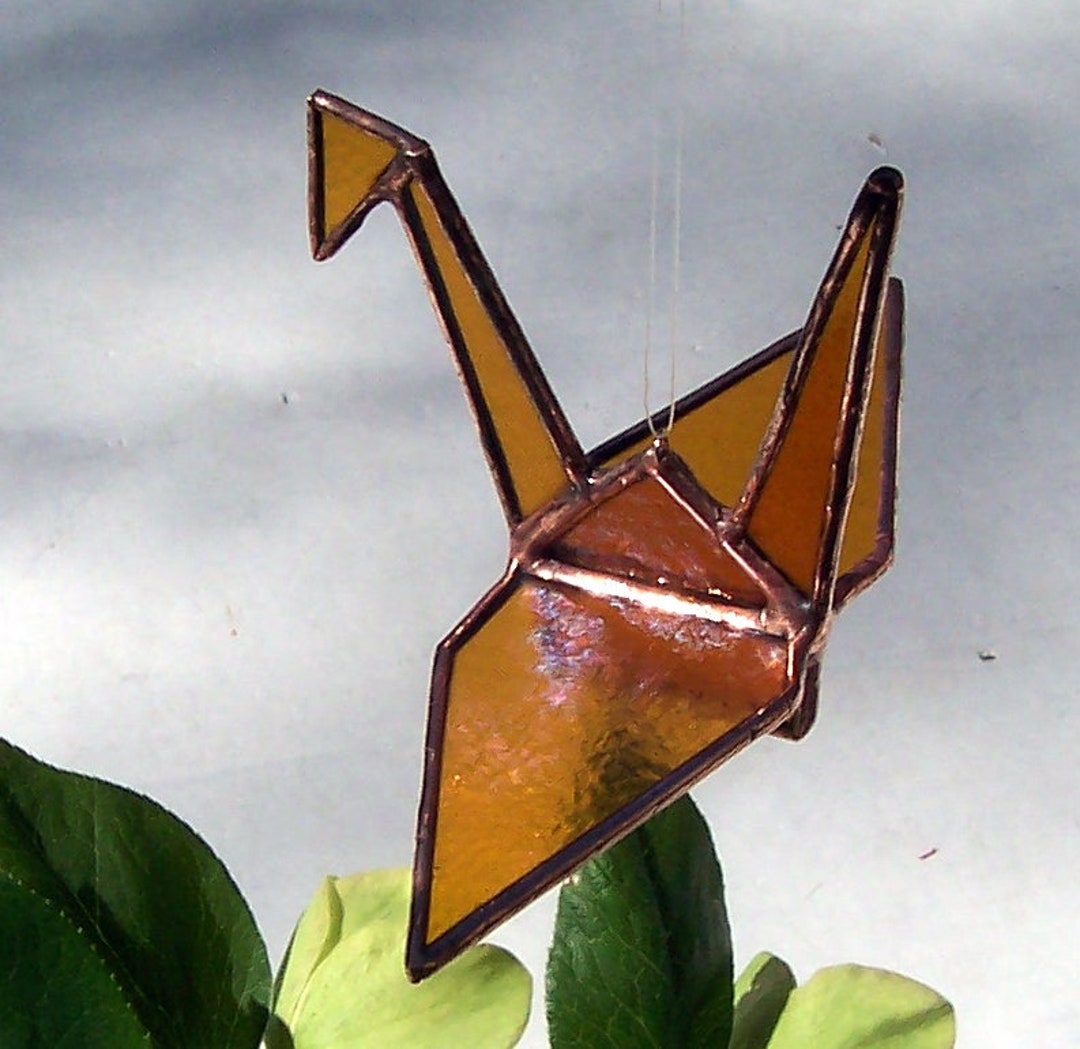 Stained Glass Sun Catcher, Sadako Origami Crane, Tsuru, Symbol of Peace ...