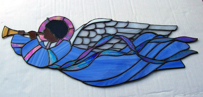 Stained Glass Angel Panel Guardian Angel Christmas | Etsy