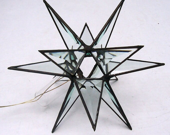 Tree Topper, Medium Clear Beveled Glass Star, Moravian Star, Christmas ...