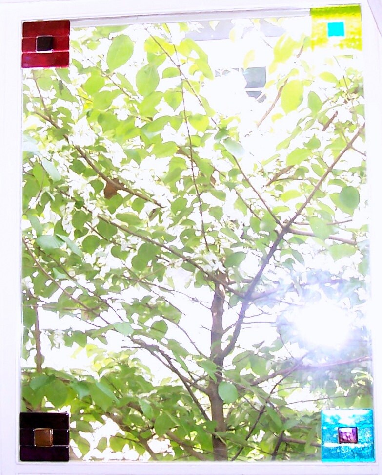 Stained Glass Window Corners Window Treatment Colorful Fused - Etsy