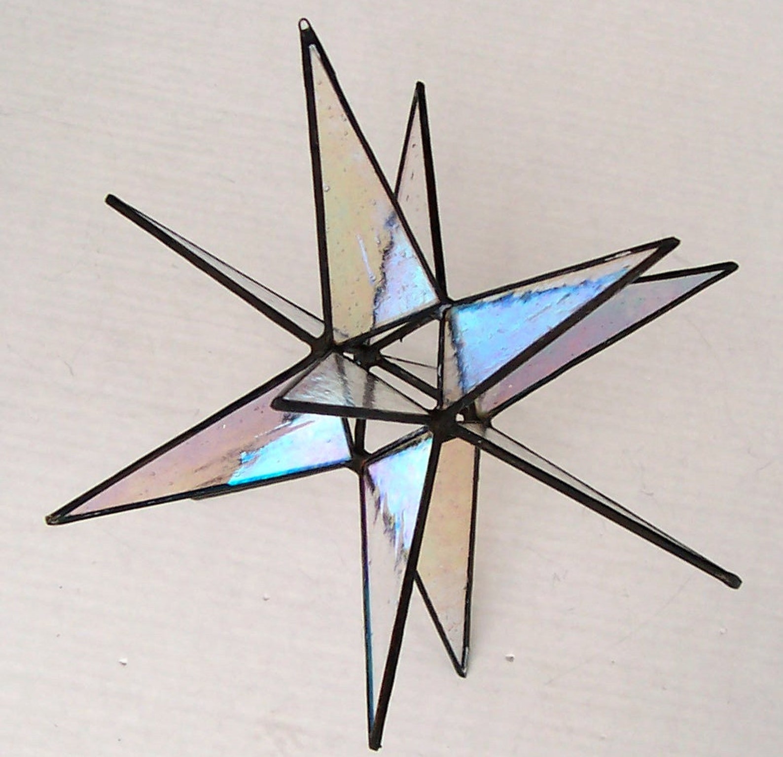Tree Topper Large, Iridescent Clear Stained Glass, Moravian Star, Tree ...