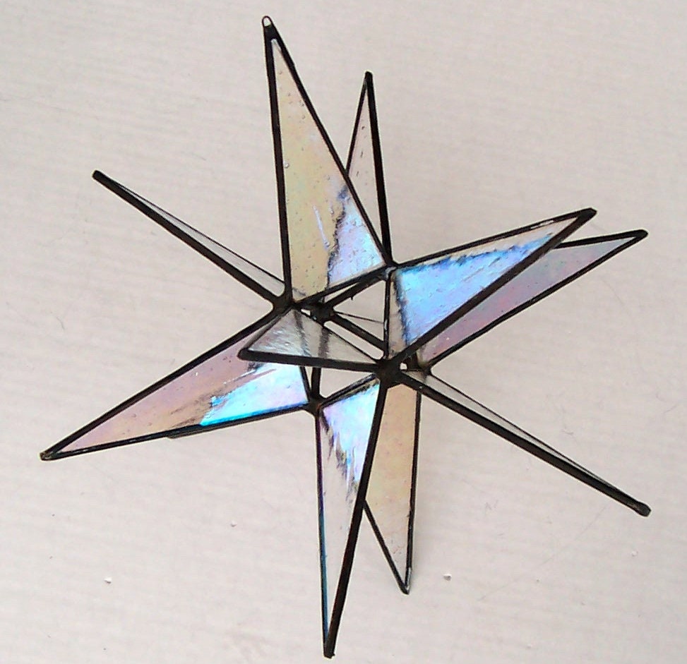 Tree Topper Large, Iridescent Clear Stained Glass, Moravian Star, Tree ...