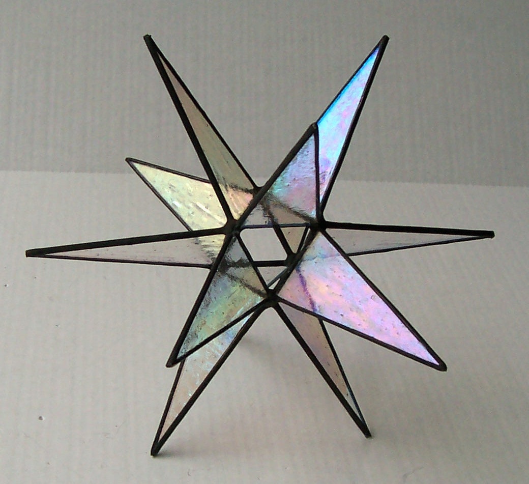 Tree Topper Large, Iridescent Clear Stained Glass, Moravian Star, Tree ...