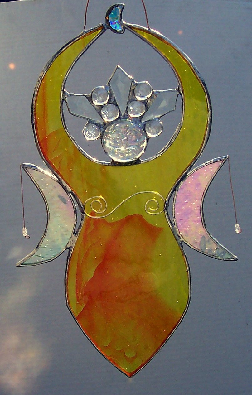 Stained Glass Moon Goddess Triple Goddess Moon Fairy | Etsy