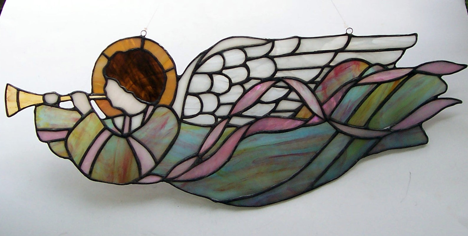 Stained Glass Angel Panel Guardian Angel Christmas - Etsy