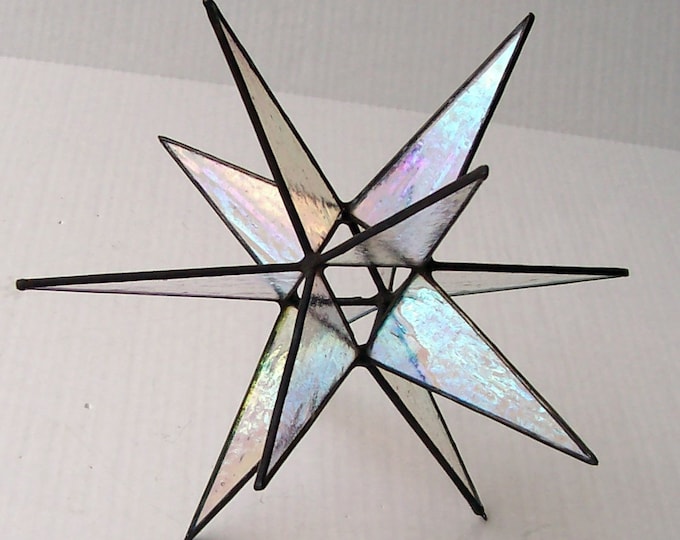 Tree Topper Large, Iridescent Clear Stained Glass, Moravian Star, Tree ...