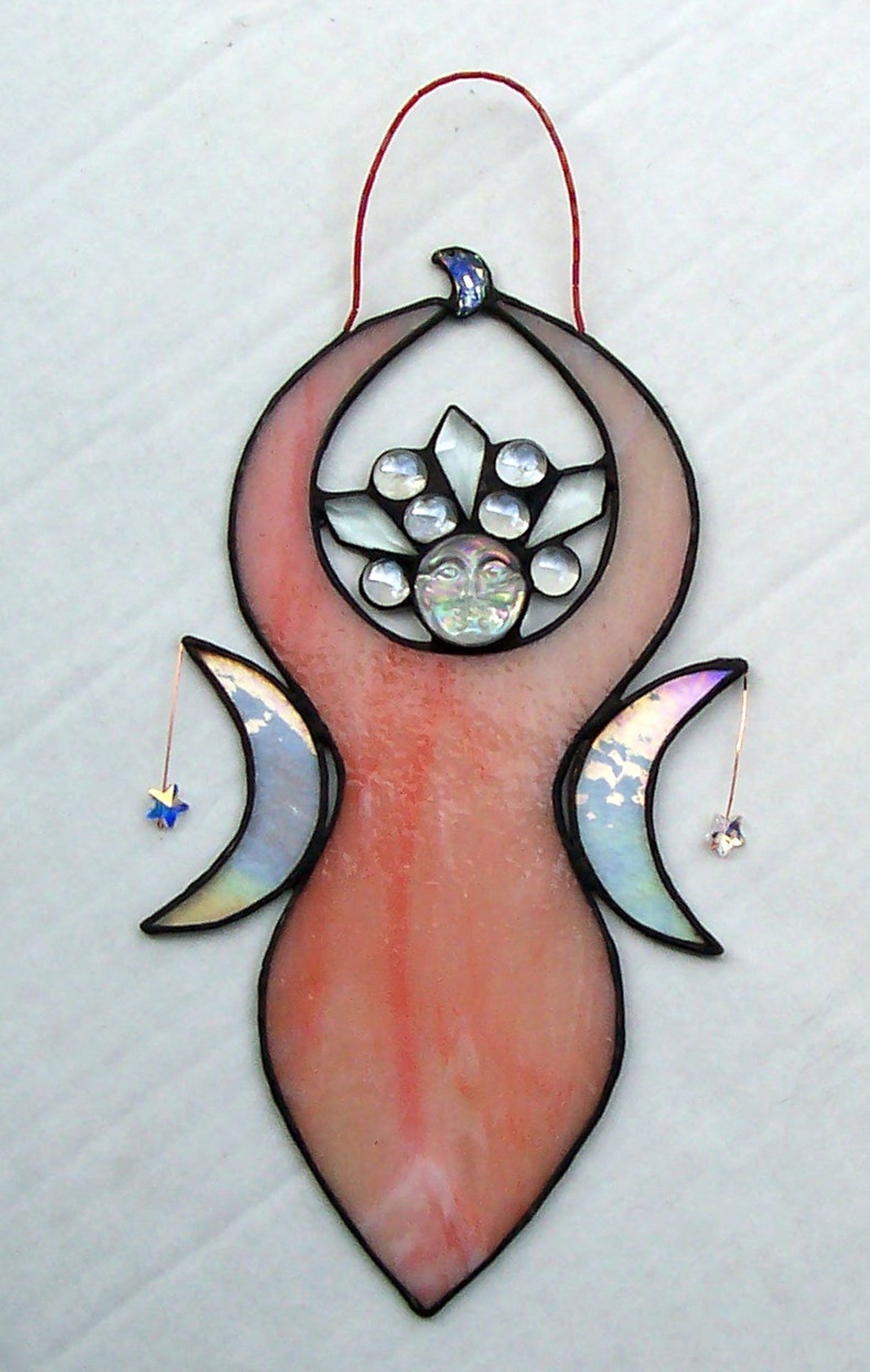 Stained Glass Moon Goddess, Triple Goddess, Moon Fairy, Selene, Diana ...