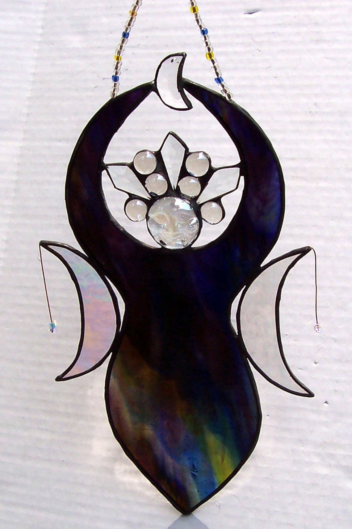 Stained Glass Moon Goddess Triple Goddess Moon Fairy | Etsy