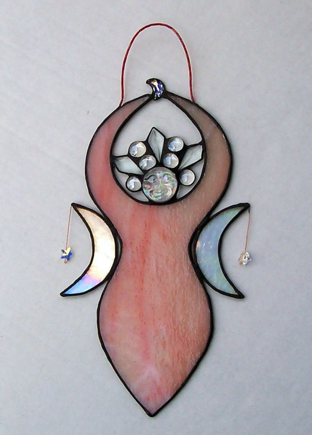Stained Glass Moon Goddess, Triple Goddess, Moon Fairy, Selene, Diana ...