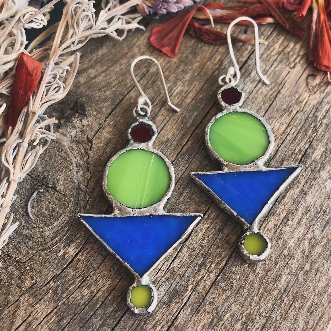 Joy Angels Stained Glass Dangle Talisman Earrings - Etsy