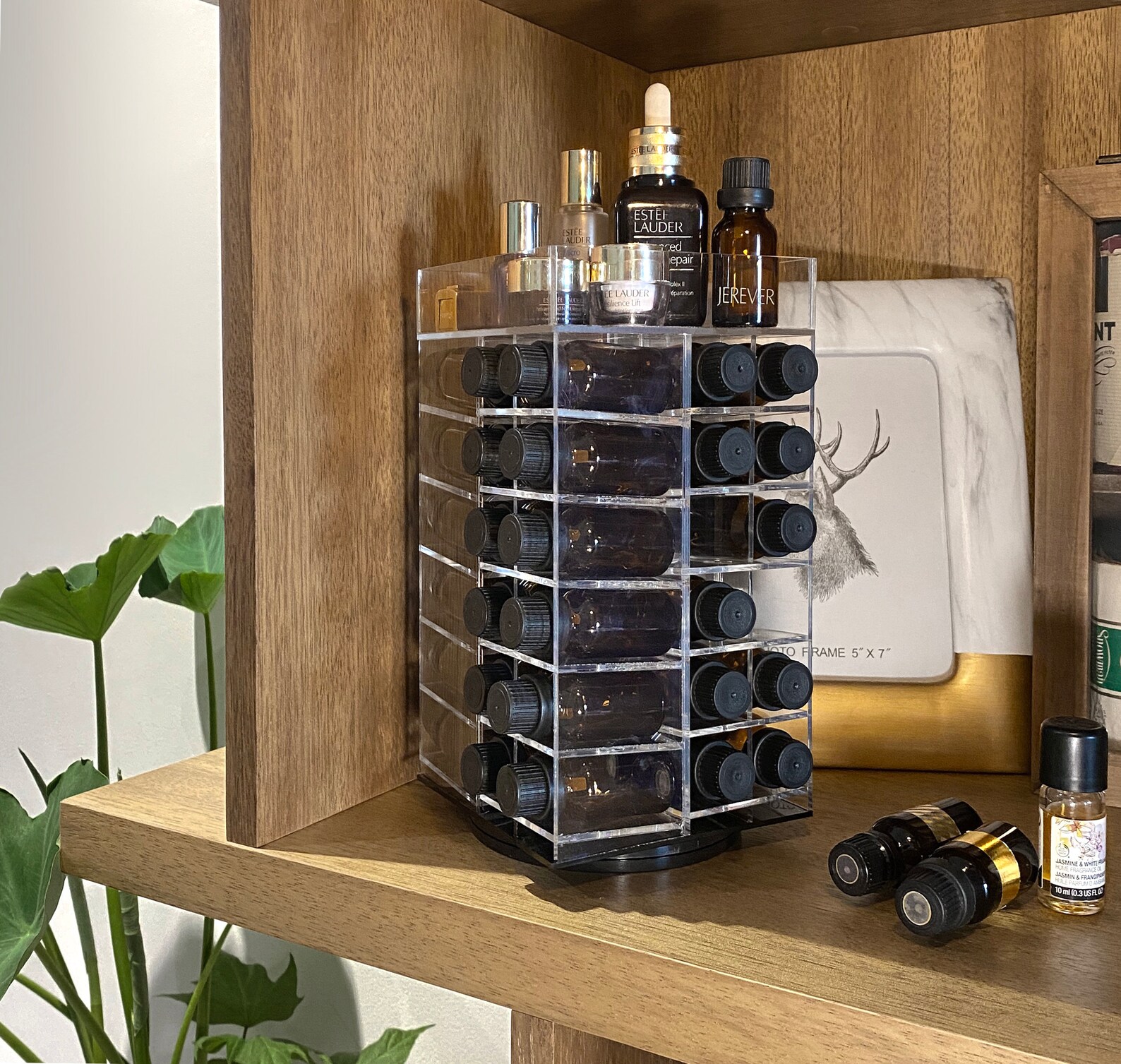 Essential Oil Storage Rack Rotating Tower Organizer Acrylic Clear ...