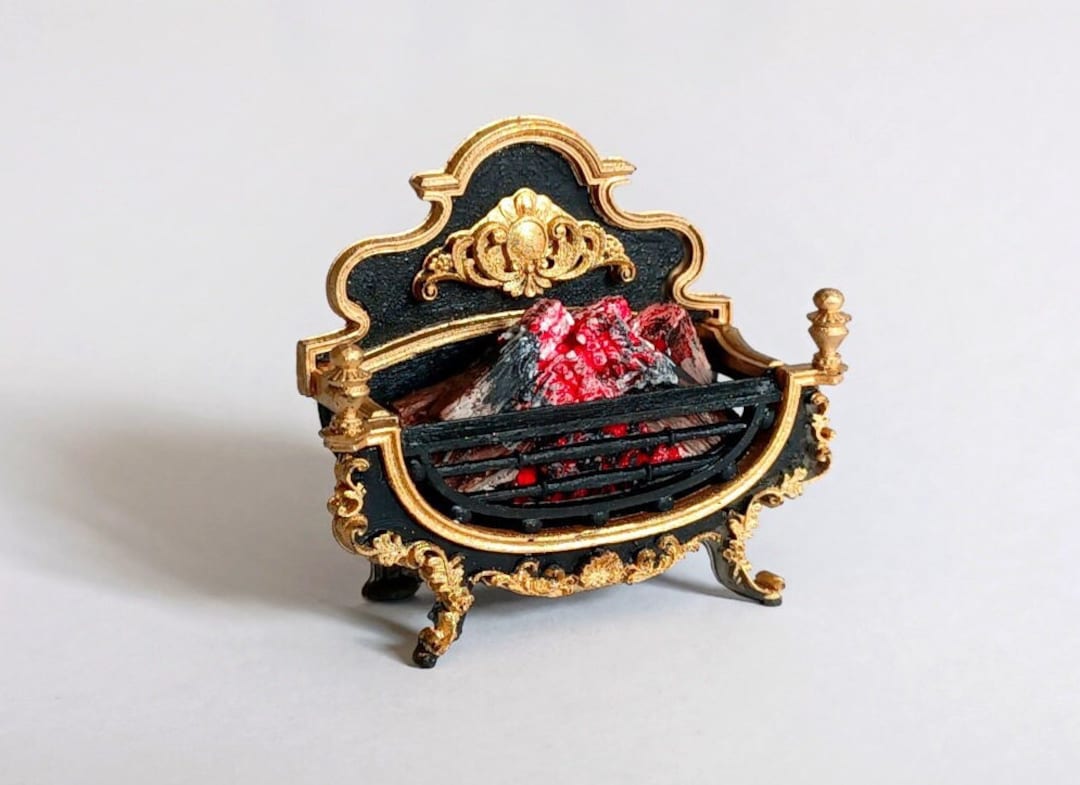 Royal Grate, 1/12 Scale Fireplace Fire Grate, Miniature, Burning Wood ...