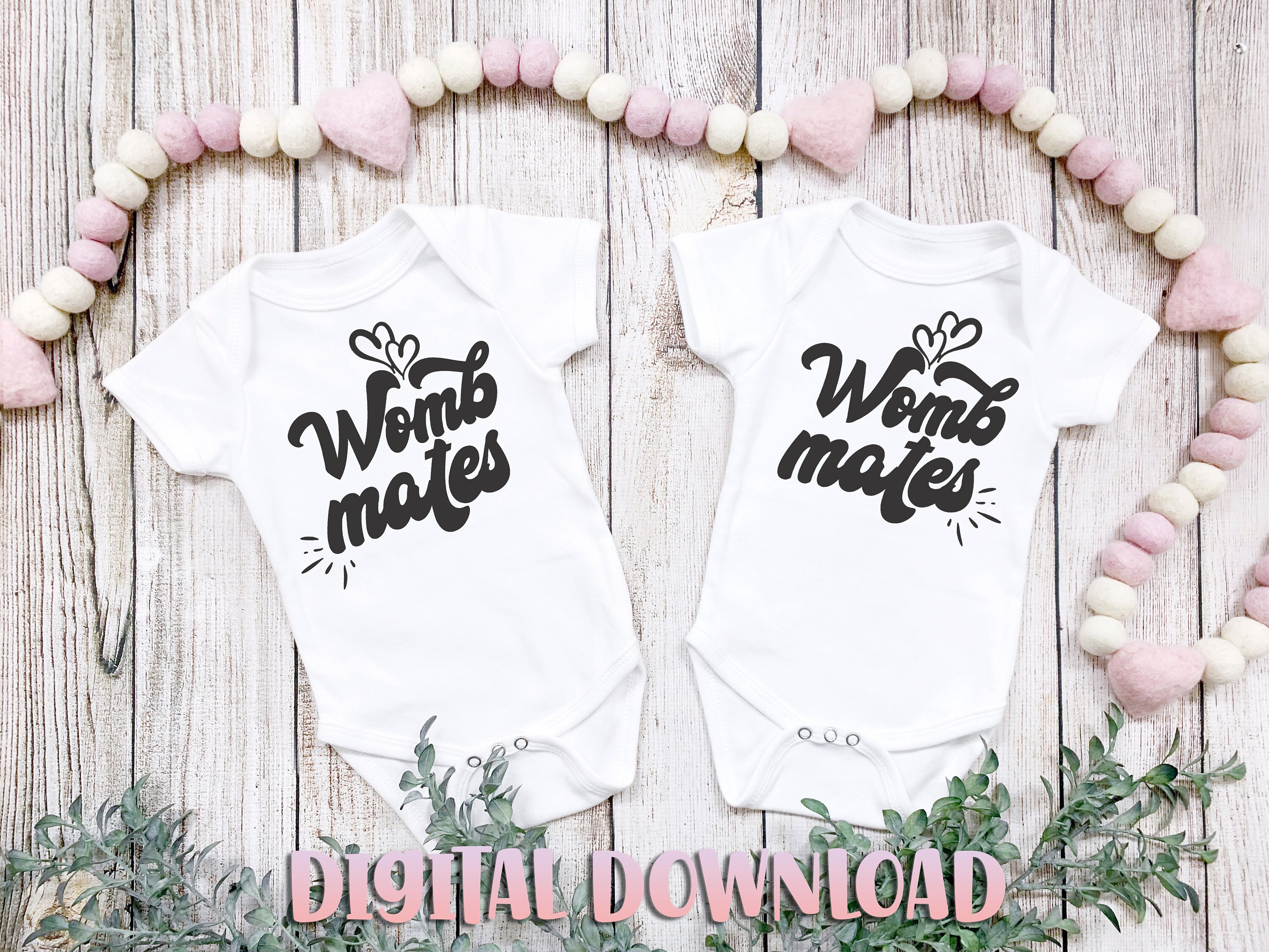 Womb Mates Digital Design - Twin Pregnancy Announcement Digital - Twins ...