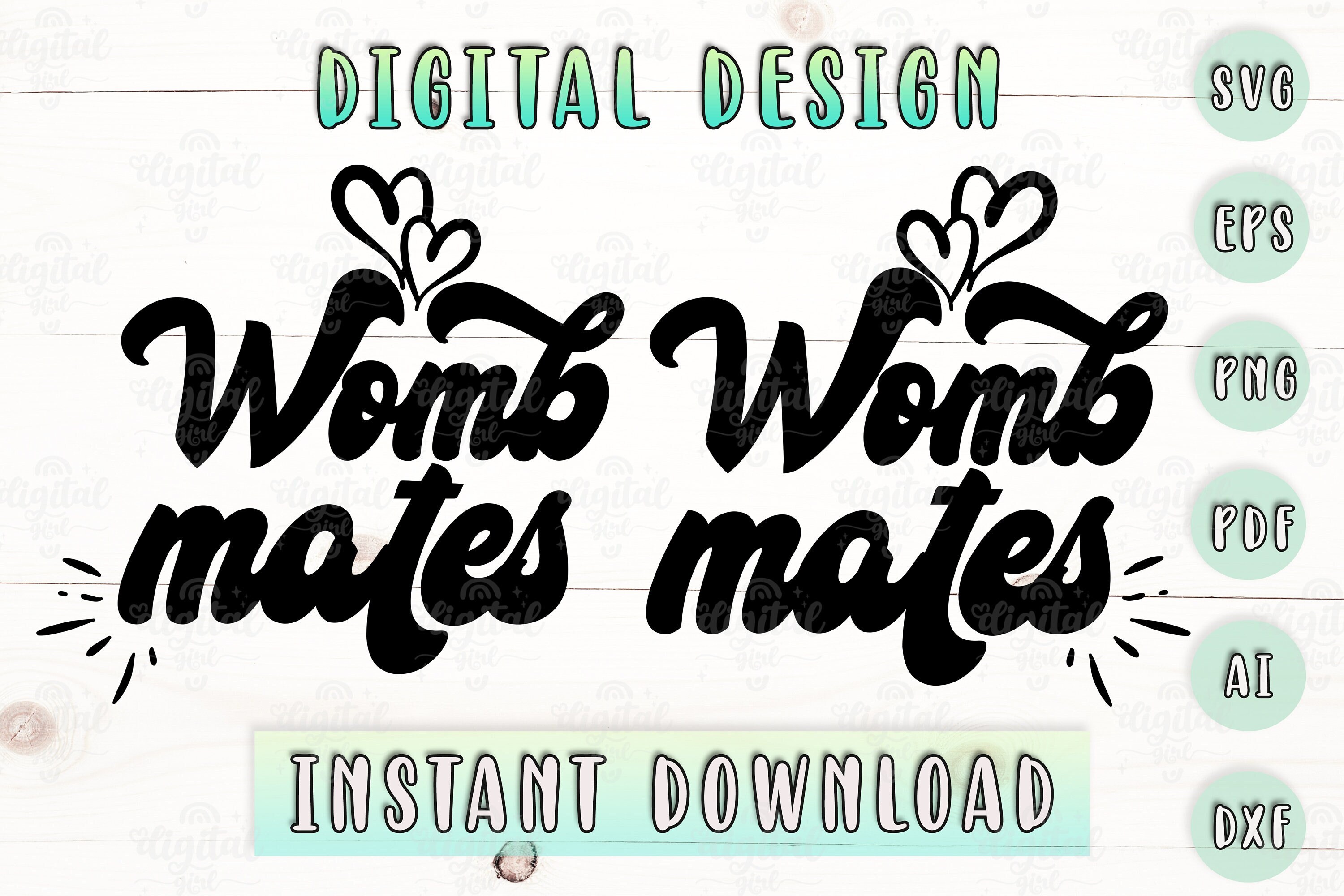 Womb Mates Digital Design - Twin Pregnancy Announcement Digital - Twins ...