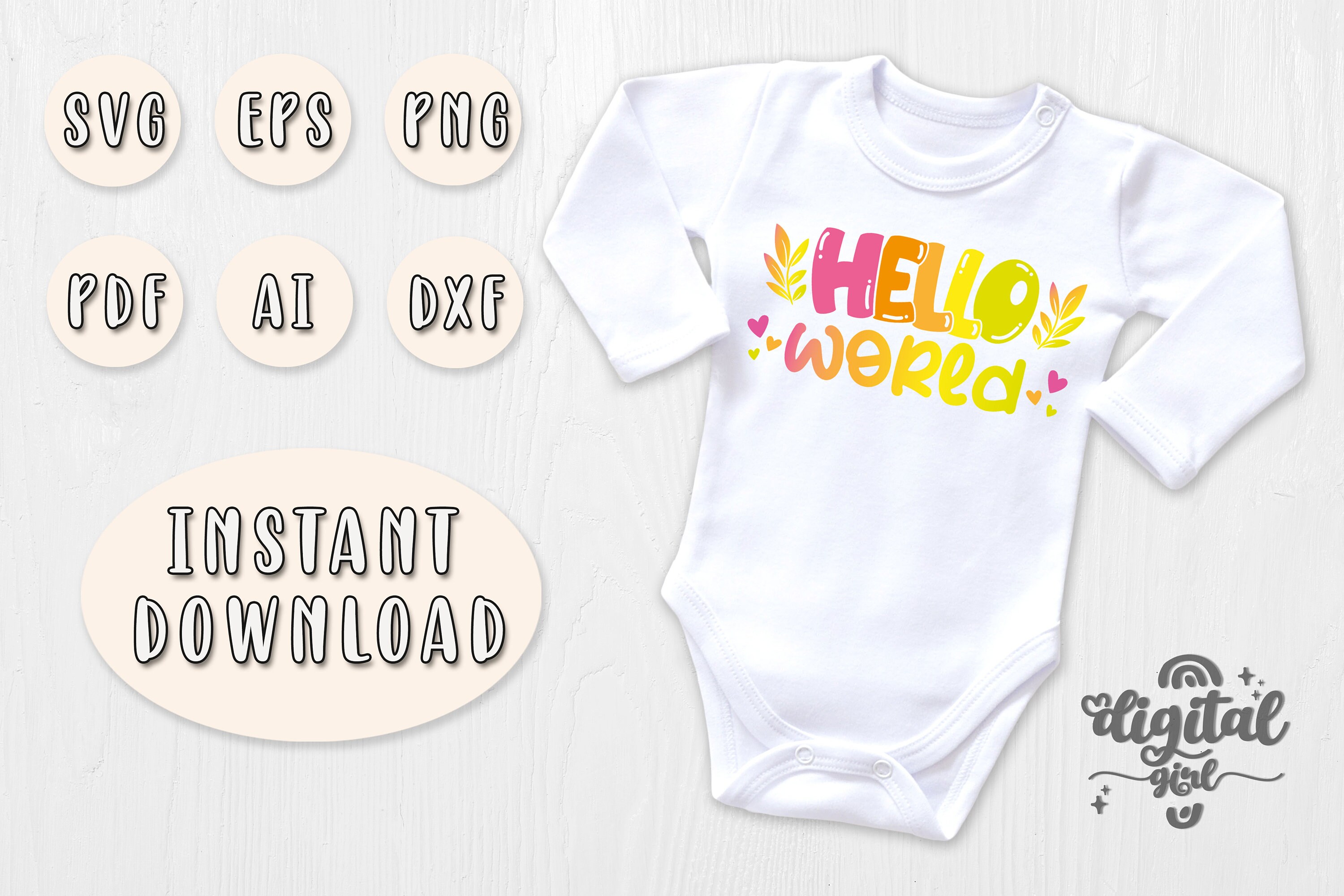 Hello World Png Svg Eps File Design for Cricuit, Silhouette Instant ...