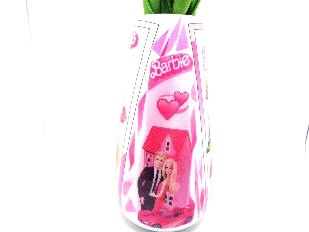 Barbie Doll Theme Gift Decorative Pink Vase Decoupage - Etsy